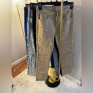 Glitz | Jeans | Slim Fit Stacked Jeans Men Tassel Skinny Flared Denim ...